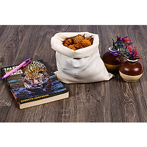 Glamburg 100% Organic Cotton Muslin Drawstring Bags 14x18 inch, Large Eco-friendly Grocery Bags for Shopping, Storage Bag, Canvas Muslin Bag, Durable and Reusable Cotton Muslin Produce Bags Pack of 6