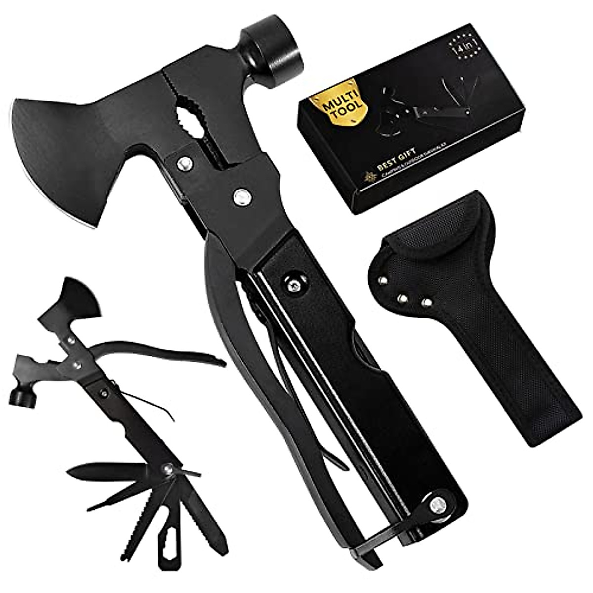 Valentines Day Unique Gifts for Him Men Dad Multitool Hatchet Fathers Day Birthday Christmas Gifts for Husband Grandpa Boyfriend Him 14 in 1 Camping Fishing Survival Gear Hiking Accessories Axe Knife