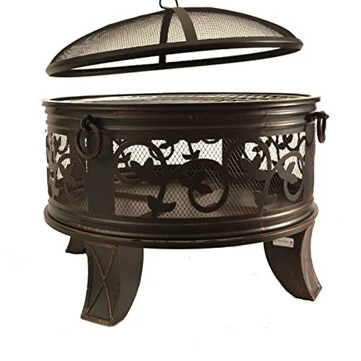 Bluegrass Living 26 Inch Steel Deep Bowl Fire Pit with Cooking Grid, Weather Cover, Spark Screen, and Poker - Model# BFPW26W-CC