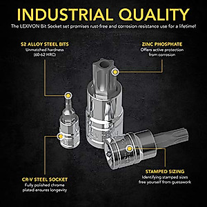 LEXIVON Tamper Proof Torx Bit Socket Set, Premium S2 Alloy Steel | 13-Piece Security Star T8 - T60 Set | Enhanced Storage Case (LX-146)