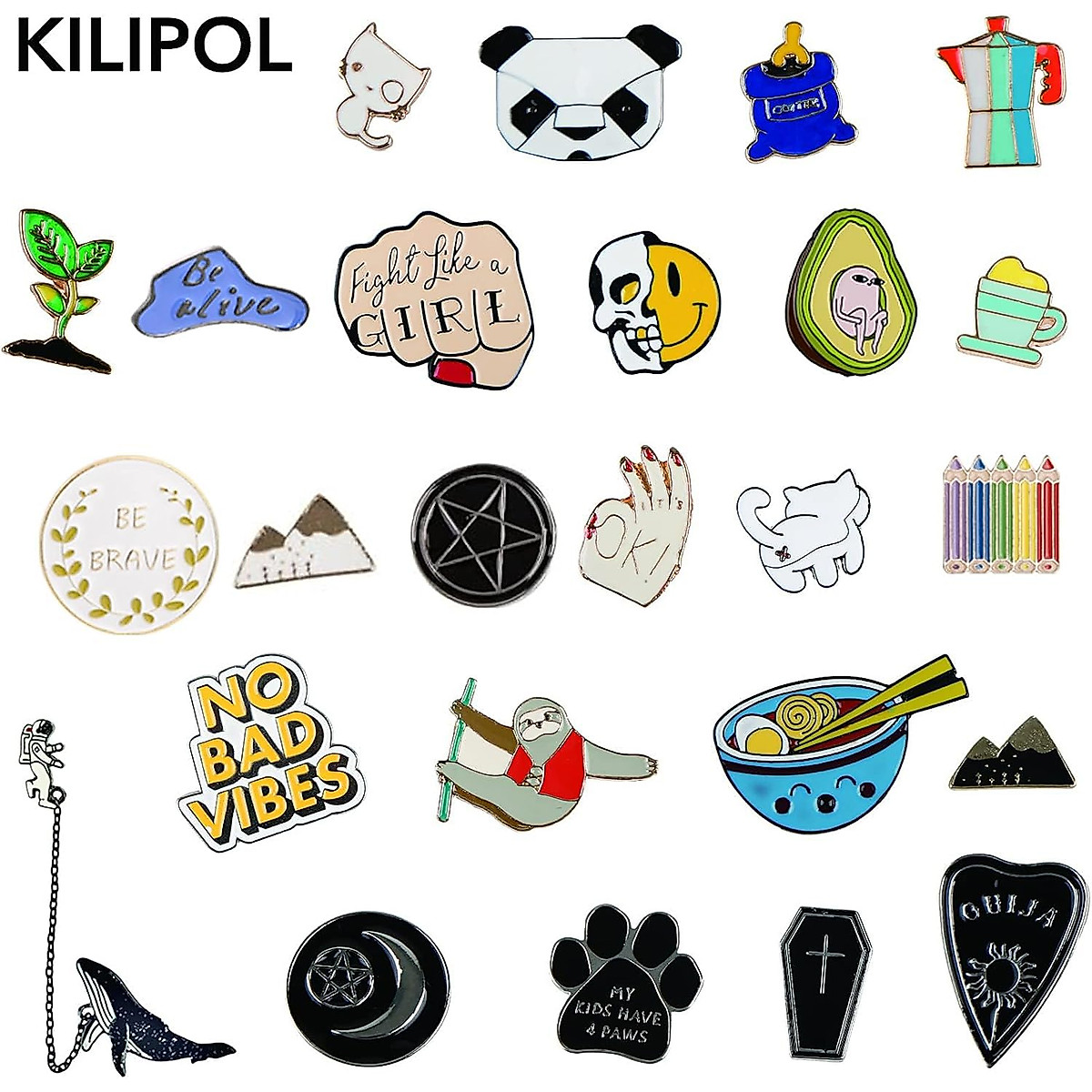 20 PCS Mixed Enamel Brooch Pins Bulk Set | Decoration Lapel Pin Clothes Accessories Birthday Christmas Festival Gift for Girls Women, No Repetition ( Random Style )