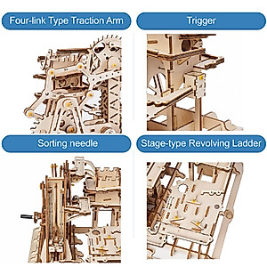 Rowood 3D Wooden Marble Run Puzzle Craft Toy, Gift for Adults & Teen Boys Girls, Age 14+, DIY Model Building Kits - Tower Coaster(Marble Climber)
