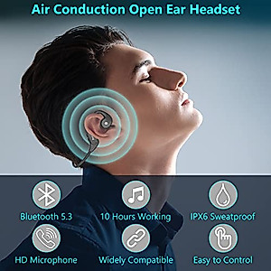 BANIGIPA Open Ear Headphones, 2023 Upgraded Air Conduction Bluetooth Headset with Built-in Microphones, 10 Hrs Playtime, Waterproof Wireless Earphones for Sport, Gym, Running, Cycling, Hiking, Driving