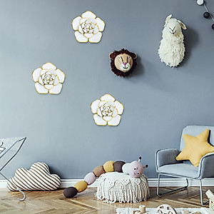 Chuangdi 3 Pieces Large Wall Metal Flowers Multiple Layer Home Decoration for Indoor Outdoor Home Garden Office Living Room Garden Porch Patio (White,8 Inch)