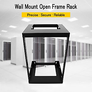 Raising Electronics 15U Wall Mount Open Frame 19 Inch Server Equipment Rack Threaded 15 Inch depth Black (15U)