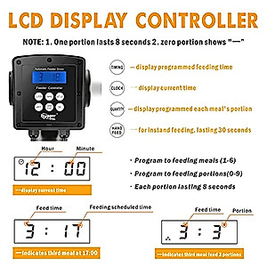 hygger Large Programmable Auto Pond Feeder with LCD Display Controller Automatic Fish Food Feeding Dispenser Outdoor Koi Fish Feeder 5.5 L Capacity