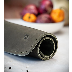 Angus Stoke Knife Bag for Chefs–knife Roll Bag leather 7 slots – Leather Knife Case Noah (green-olive)