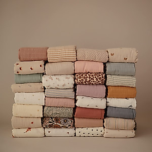 mushie Muslin Baby Swaddle Blanket | 100% Organic Cotton (Fog)