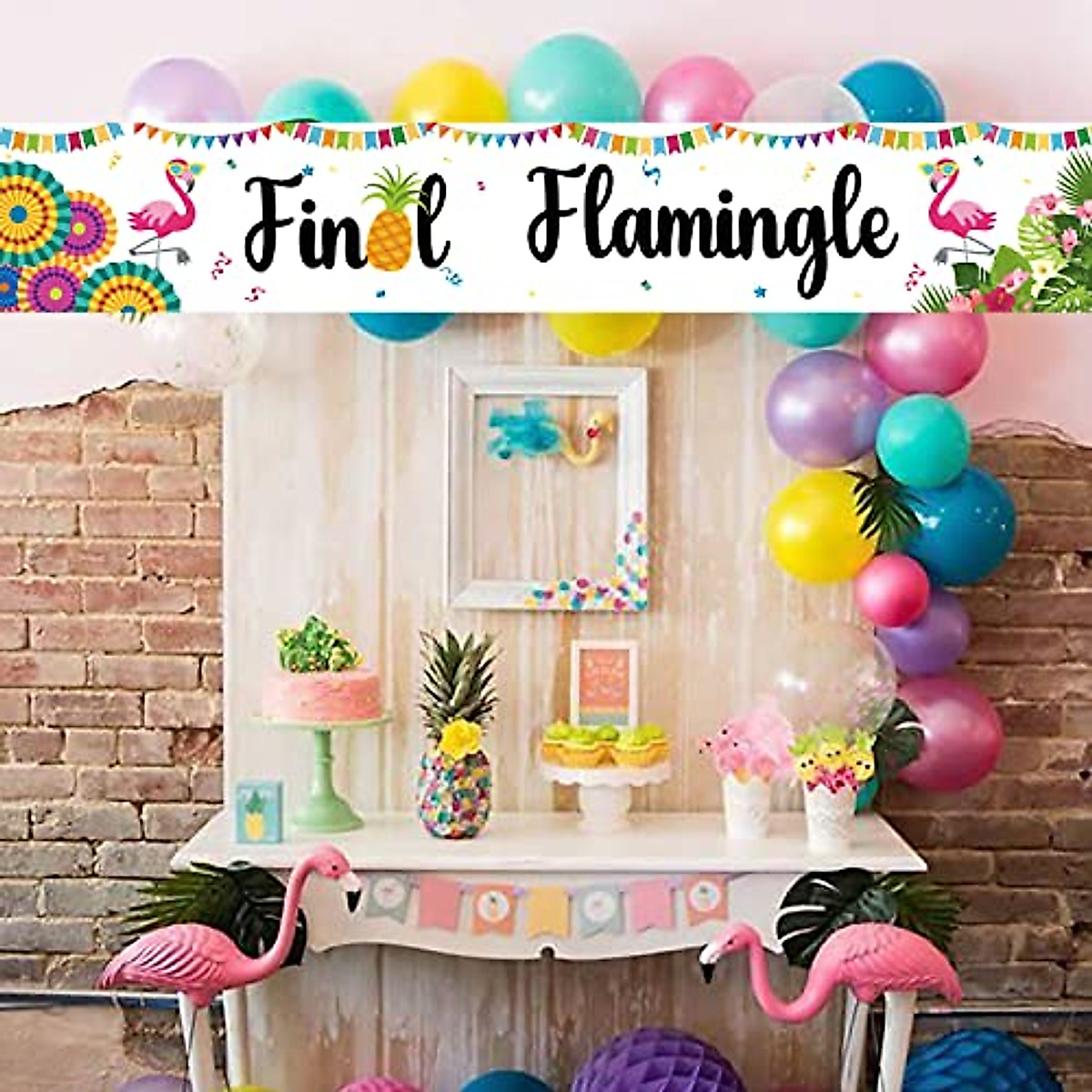 WHPCT Final Flamingle Banner,Flamingo Hanging Banner,Flamingo Bachelorette Party Decorations,Flamingo Bachelorette Party Favors Yard Lawn Sign,9.8X1.6 Ft, White, 9.8Ft X 1.6Ft
