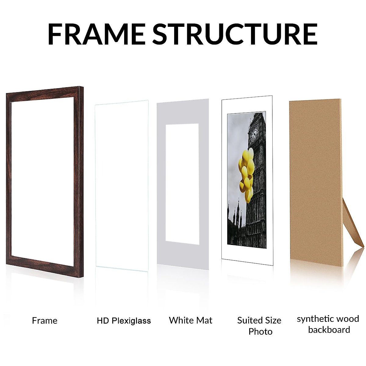 BSRHOME 11x14 Picture Frame Set of 2, Display Pictures 8x10 with Mat or 11x14 Without Mat for Tabletop Display and Wall Mounting, Distressed Brown