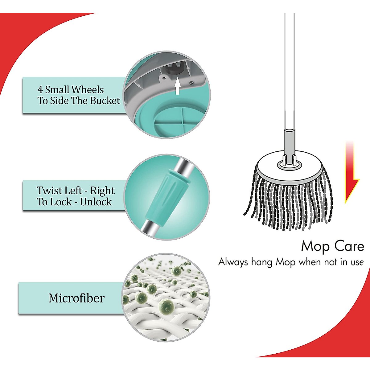 Spotzero Mop and Bucket with Wringer Set for Floor Cleaning with Wheels, 2 Microfiber Refills included, Extendable Handle, 360 Spinning System, (trapeadores con cubeta giratoria 360) Maxx Spin Mop