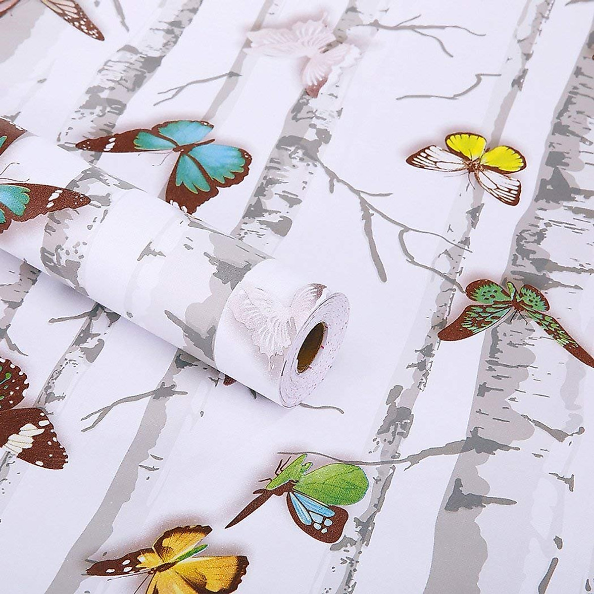 Creative Decorative Butterfly Contact Paper Self Adhesive Vinyl Shelf Drawer Liner Removable Wallpaper for Cabinets Backsplash Countertop Dresser Wall Arts and Crafts Decor 17.7x78.7 Inches