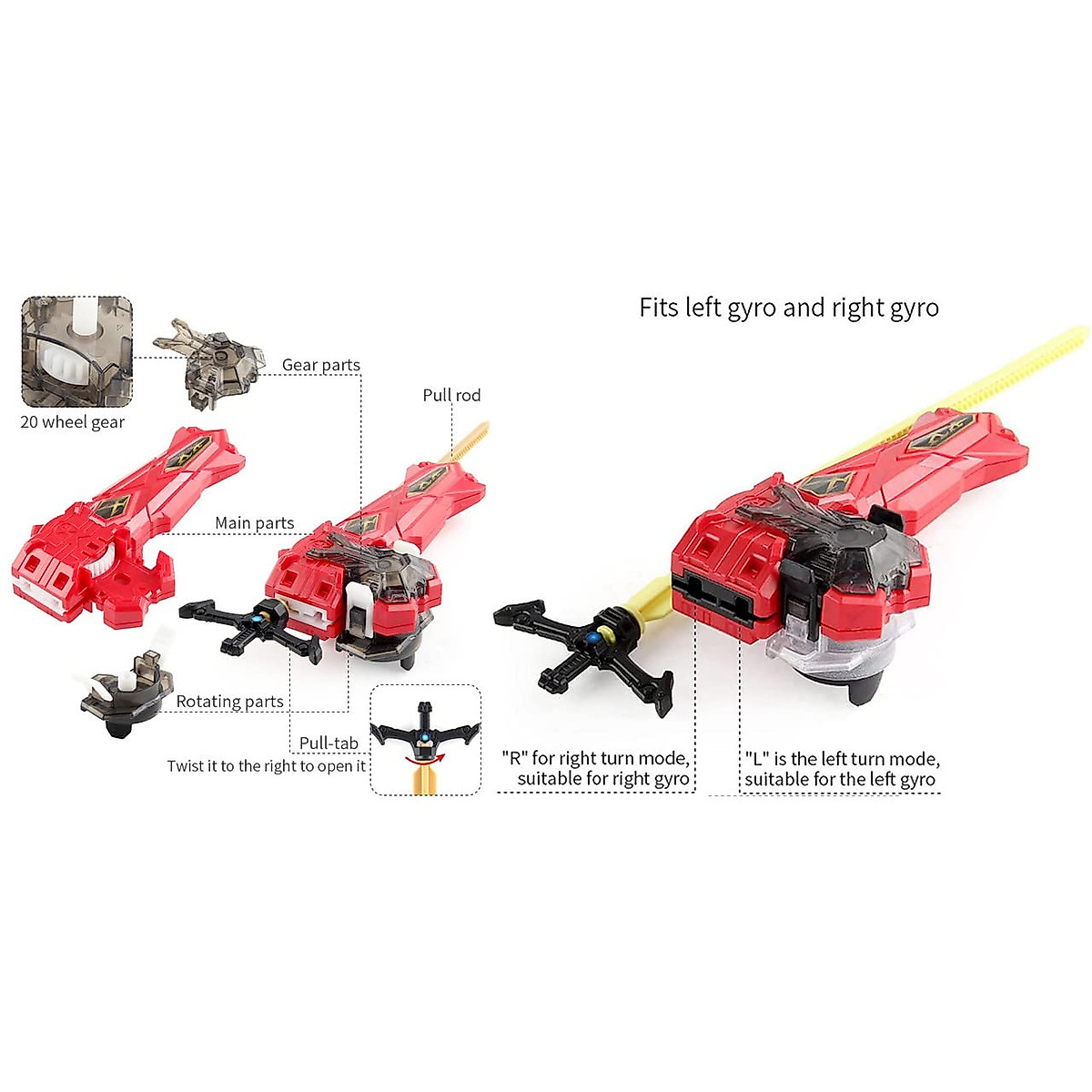 MECHGYRO Play Blade Blade Toy Set Metal Fusion Burst Sword Launcher LR Gyro B-203-02 King Helios MR. Gg.Zl-10 Bey Battling Top Toys Left and Right Launcher Grip Bay Blades 8-12 Game Set Gift for Boys