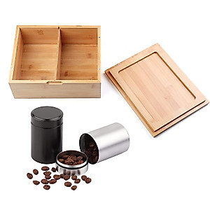 SafeDelux Bamboo Wooden Decorative Box and Aluminum Storage Jar