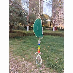 Healing Crystal Agate Car Hanging Accessories Rearview Mirror Window Garden Wall Home Decor (Green)