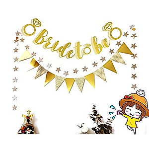 Honbay Glitter Gold Bride to Be Banner with Diamond Ring, Bridal Shower Party Supplies Decorations (Gold)