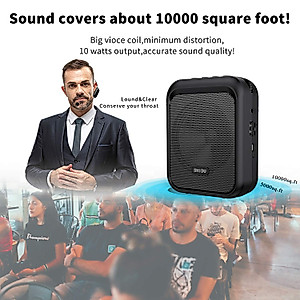 SHIDU Mini Voice Amplifier Portable Bluetooth Speaker with UHF Wireless Microphone Headset 10W 1800mAh PA System Supports MP3 Format Audio for Teachers, Coaches, Training, Tour Guide.