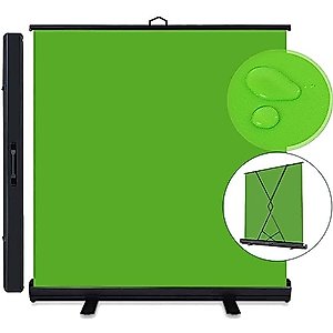 WASJOYE Green Screen Background with Stand, Portable Collapsible Chroma Key Backdrop, Auto-Locking Wrinkle-Resistant Photography Background for Video, Live Game, Studio, Black Case, 6.5 x 5 FT