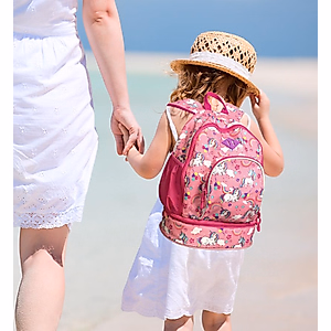 HAPPYSUNNY Toddler Backpack and Lunch Box Set for Girls 2-in-1 Kids Unicorn Backpack and Insulated Lunch Bag Compartment