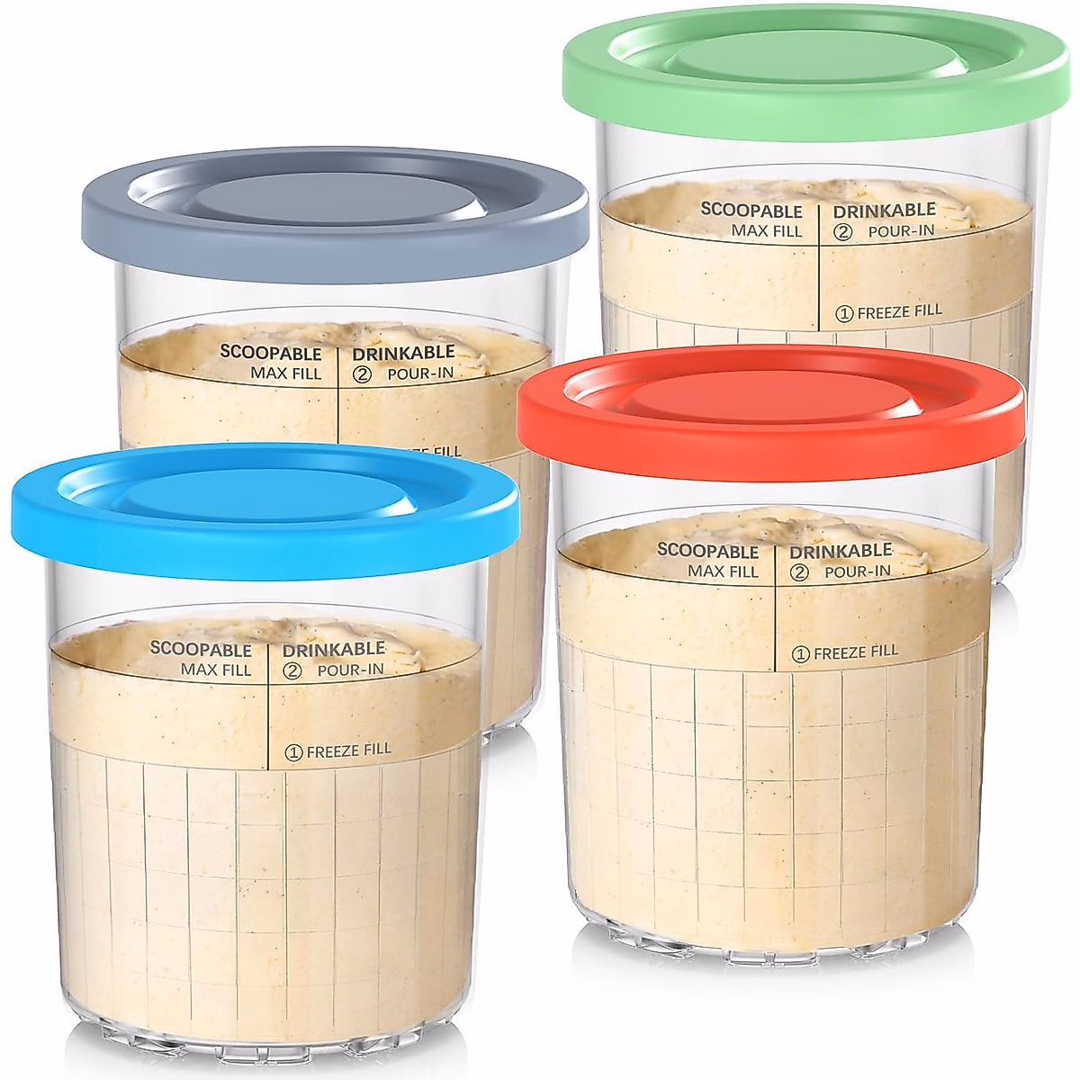 24OZ Ninja Creami Pints and Lids - 4 Pack Ninja Creami Containers, Ninja Creami Deluxe Pints, XL Creami Pint Containers Compatible with Ninja Creami Deluxe 11-in-1 NC500 & NC501 Series Ice Cream Maker