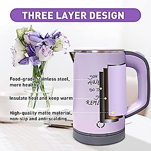 0.8L Small Electric Kettle Stainless Steel,600w Low Power Mini Portable Tea Kettle, Double Wall Travel Hot Water Boiler,Auto Shut-off & Boil-Dry Protection,for Travel, Office Student Dormitory