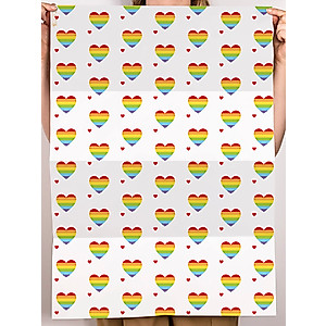CENTRAL 23 Rainbow Wrapping Paper - 6 Sheets Colorful Gift Wrap - Heart Wrapping Paper For Women Men Gay - For Valentine Anniversary - Comes With Fun Stickers