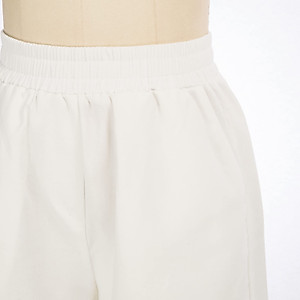 KANCY KOLE Plus Size Shorts for Women White Linen Shorts Knee Length High Waisted Beach Shorts with Pockets(White,2XL)