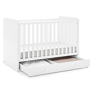 GAP babyGap Graham 4-in-1 Convertible Crib with Storage Drawer - Greenguard Gold Certified, Bianca White