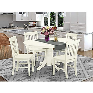 East West Furniture AVNO5-LWH-W Kitchen Set, 5 Pieces, Linen White