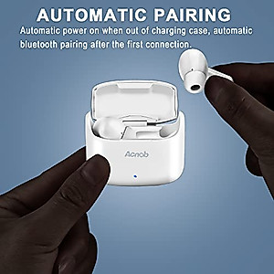 Acnob Ear Buds Wireless Bluetooth Earbuds 5.0 IPX6 Waterproof 32 Hours Playtime Headphones with Wireless Charging Case & Built in Mic TWS HiFi Bass Stereo Earphones for iPhone & Android,White