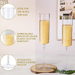 Ciaell 12 Pack Plastic Champagne Flutes - Clear 6 Oz Disposable Champagne Glasses - Square Plastic Toasting Glasses for Party Birthday Anniversary Wedding Thanksgiving