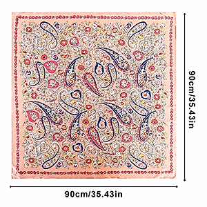 AWAYTR Head Scarf - Large Square Satin Scarf, Cashew(Pink), Women's Hair Wrap, 100% Polyester, Beach Vacation Style