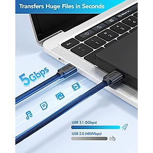 ANDTOBO USB 3.0 A to A Male Cable 6.6 FT, USB 3.0 Male to Male Cable Double End USB Cord Compatible with Hard Drive Enclosures DVD Player Laptop Cooler - Blue