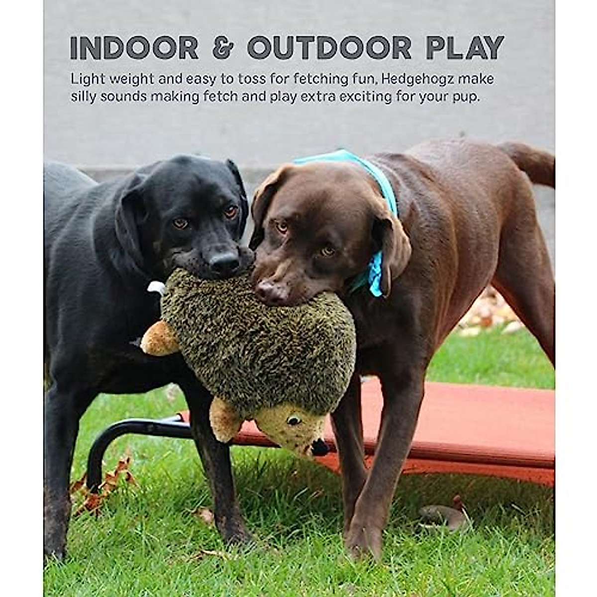 Outward Hound Hedgehogz Squeaky Dog Toy – Cuddly Soft Toy for Dogs - Durable Plush Fluffy Toy for Awesome Pets, LG, Model:32022, Brown, Medium