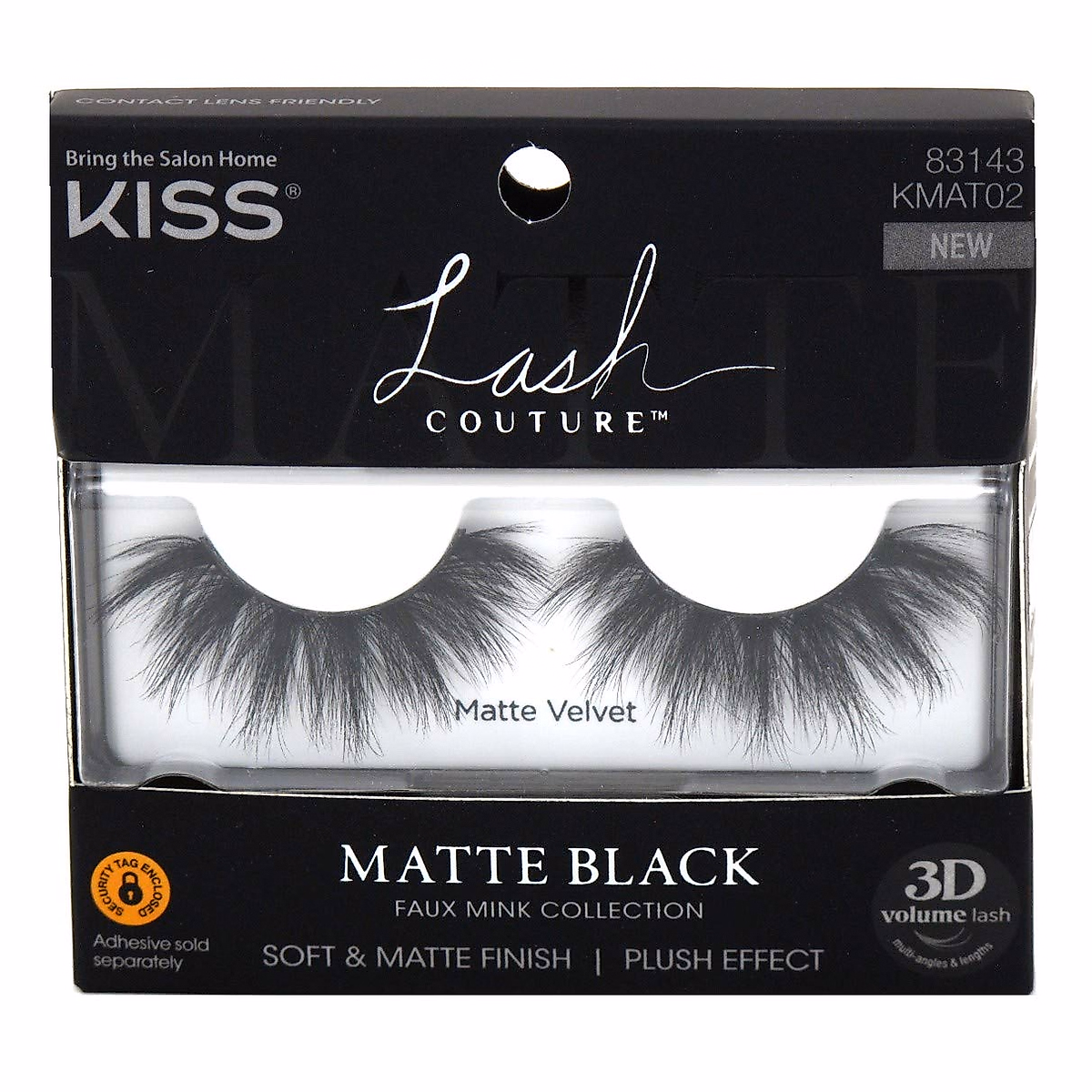 Kiss Lash Couture Matte Black Faux Mink 3D Matte Velvet (Pack of 6)