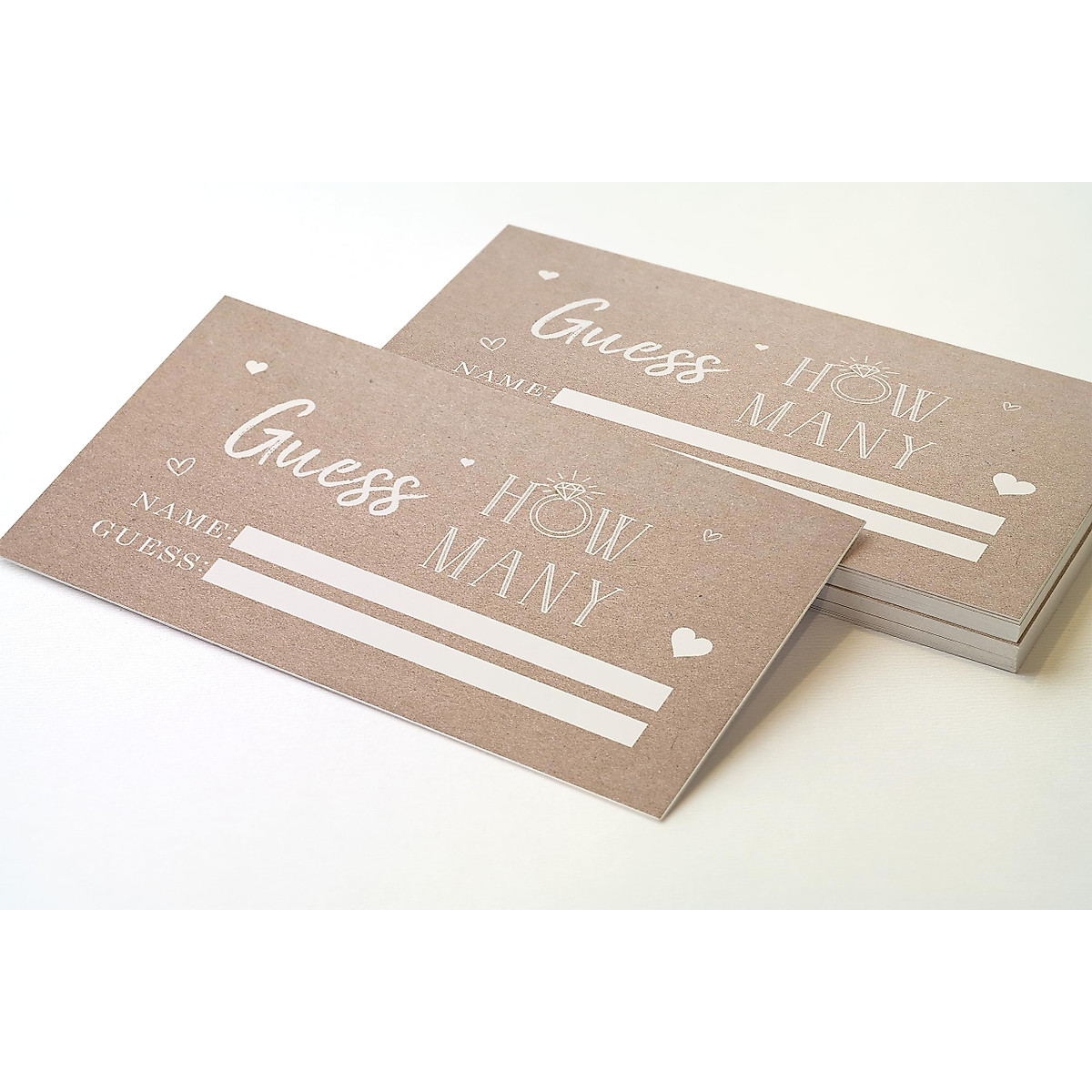 Your Main Event Prints Bridal Shower Games – Kraft Minimalist Style (How Many Kisses Game), Includes 1 5x7 Stand and 50 Guessing Cards