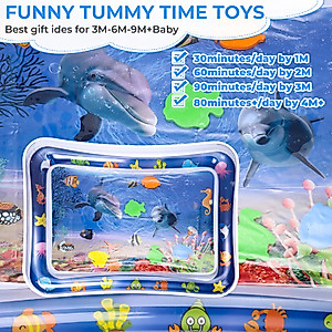 AURUZA Tummy Time Mat - Inflatable Baby Activity Mat, Premium Baby Water Mat Baby Toys for 3 6 9 12 Months, Funny Baby Activity Center Development of Hand-Eye Coordination, Portable