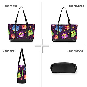 Owls Laptop Tote Bag for Women Handbags Fashion Purse Canvas Teacher Tote Bags Work Travel Bag with Zipper