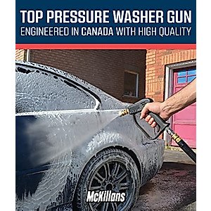 McKillans Short Pressure Washer Gun with Swivel - High Pressure Water Handle with 3/8" Male Plug and 1/4” Quick Connector Coupler - Power Washer Gun Compatible with Foam Cannon - Car Wash Foam Gun