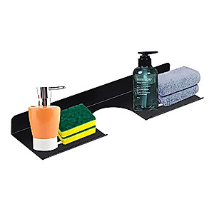 Teemuday Floating Shelves Wall Mounted for Bathroom, 15.7 x 4.7 inch, Floating Tray,Narrow Counter Organizer Shelf, Self Adhesive Shower Shelves for Bathroom, Laundry Room,Kitchen, Farmhouse, RV