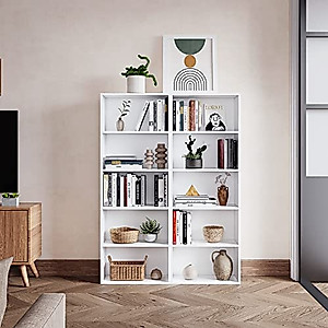WAHEY Bookcase, 5-Tier Adjustable Open Storage Shelf Display Bookshelf, HOFB003