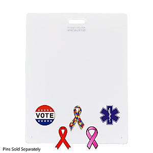 Badge Buddy Pin Holder for Nursing Pins - Horizontal 7 Hole Blank White Card Backer - Display Your Cute, Funny, Trading, Award & Medical Pins - Great for Nurse, Doctor, Student, Staff by Specialist ID