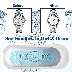 Ultrasonic Jewelry Cleaner Machine, 45KHz Portable and Low Noise Ultrasonic Machine for Jewelry, Ring, Earrings, Necklace, Silver, Retainer, Eyeglass, Watches, Coins, Razors