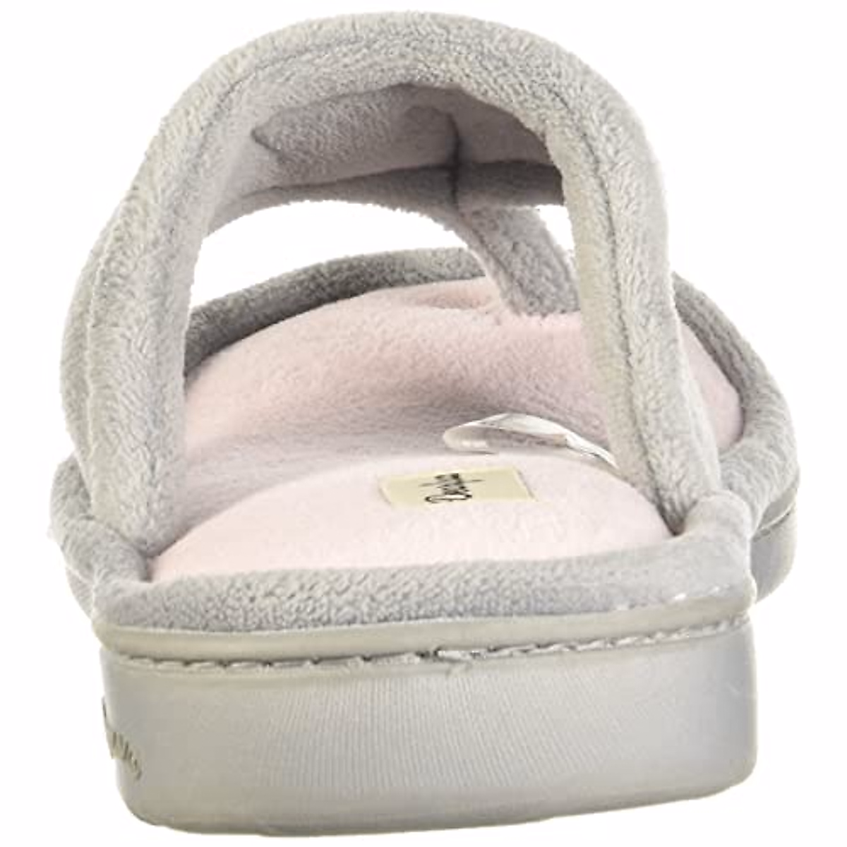 Dearfoams womens Melanie Colorblocked Microfiber Terry Thong Shoe Slipper, Sleet, Large US