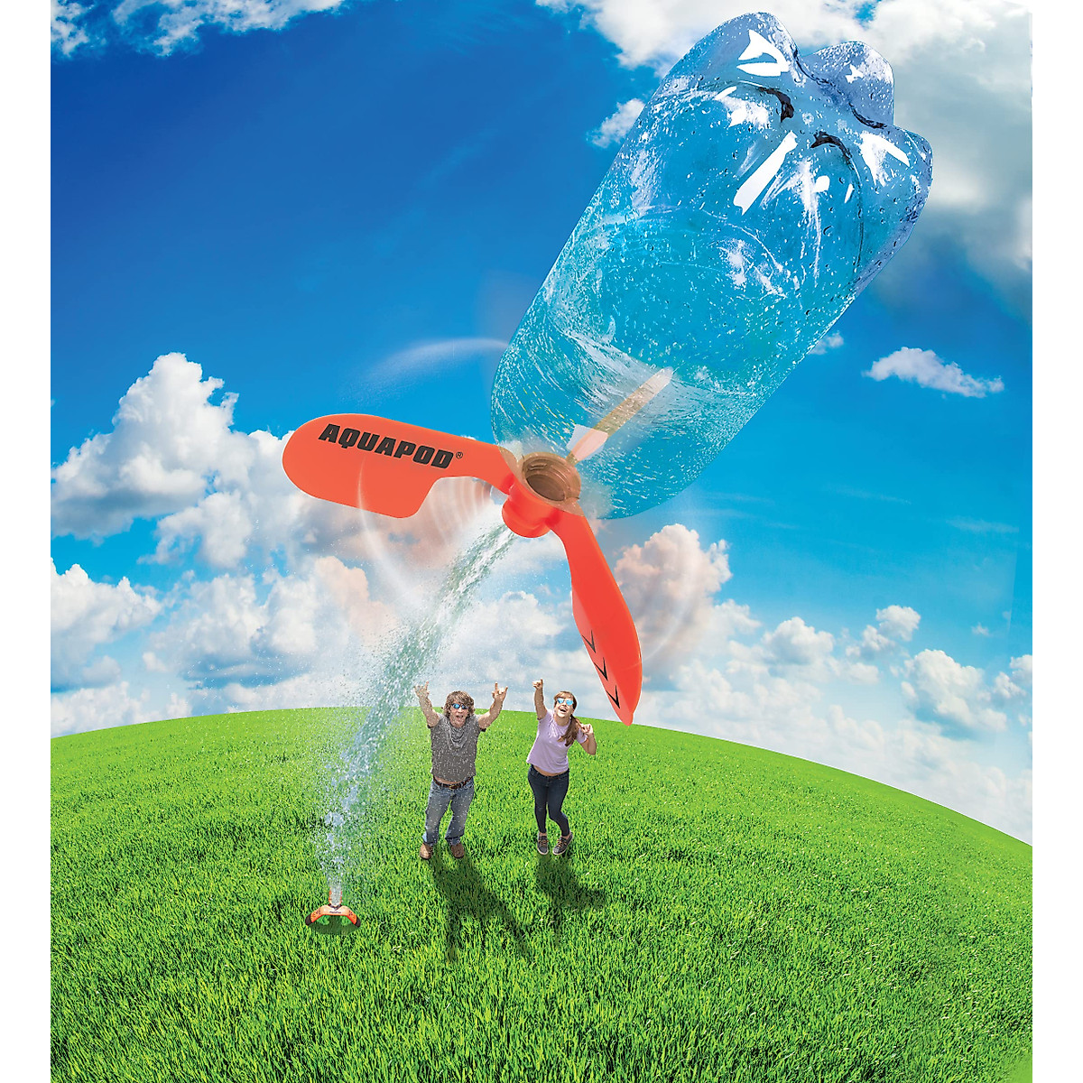 AquaPod Screw on Curved Water Rocket Fins (2 pk)- Compatible with any 2 Liter Bottles - Makes Bottle Spiral in Air & Helicopter to Ground - Fun Outdoor Science Toy - Accessory to Water Rocket Launcher