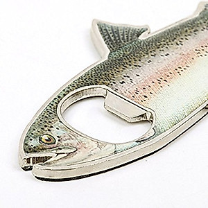 Tinksky Bottle Opener Fridge Magnet Stainless Steel Rainbow Trout Fish Shape 2 in 1