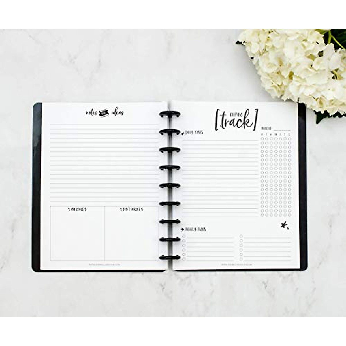 BetterNote Keeping Track Refill Pages for Discbound Notebook, Habit Tracker, Fits Disc TUL, Daily Weekly To Do, Happy Planner, ARC, Levenger Circa, Talia (Whimsy- 6 months, 9-Disc, 7"x9.25")