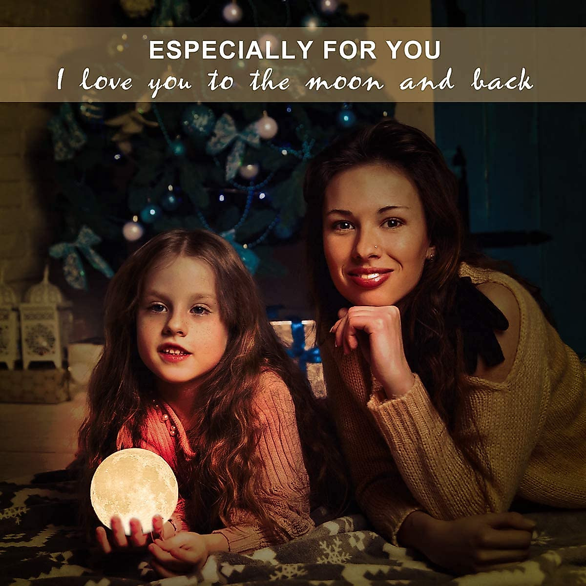 Mydethun 3D Moon Lamp with Ceramic Base, Mothers Day Gift, LED Night Light, Mood Lighting with Touch Control Brightness for Women,Home Décor, Bedroom, Kids Birthday, 3.5 Inch - White & Yellow