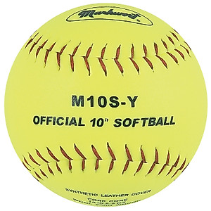 Markwort 10-Inch Synthetic Cover/Cork Core Softball, Yellow, 1 Dozen (Pack of 12)