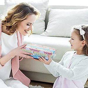 Birthday Wrapping Paper For Kids Girls Boys, Unicorn Design Gift Wrapping Paper for Birthday Baby Shower with 78.7 inches Ribbon, 4 Sheets Folded Flat 20x28 inches per sheet